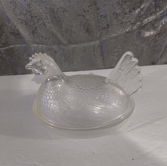 Indiana Glass | Kitchen | Vintage Clear Frosted Indiana Glass Chicken ...